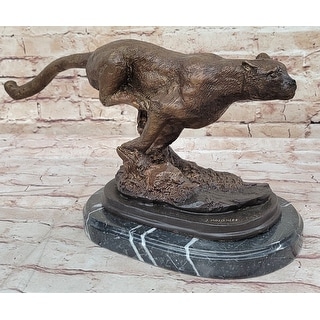 Signed Stalking Puma Panther Bronze Sculpture Figure Statue Art ...