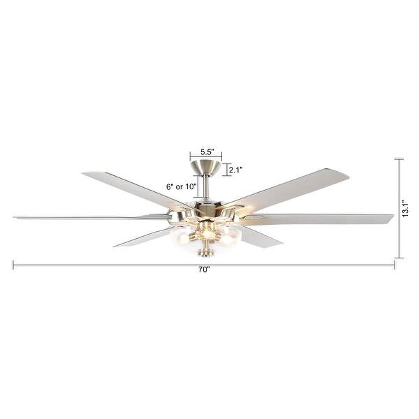 70-in Brushed Nickel Modern Downrod Mount Large Ceiling Fan with Light ...