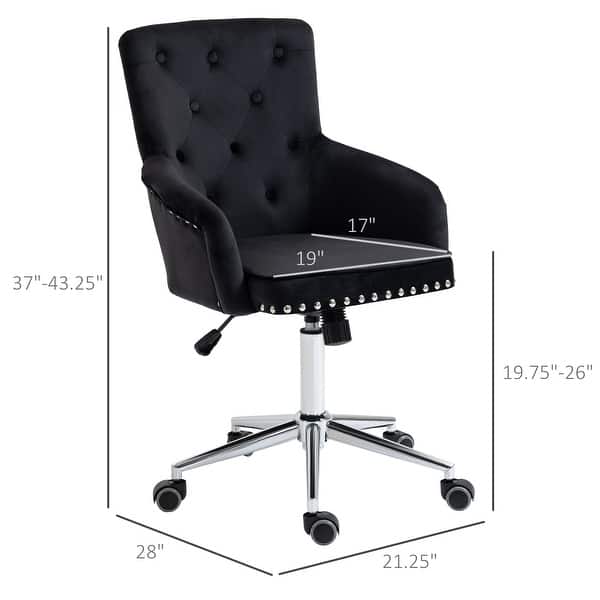 HOMCOM Mid-Back Desk Chair with Nailhead Trim, Button Tufted Back ...
