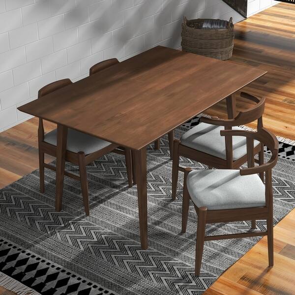 Sten Modern Solid Wood Dining Table and Chair Set 5 Piece Dining Room ...