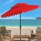 SAFAVIEH 9ft Outdoor Patio Umbrella, Double Top with Valance - UV ...