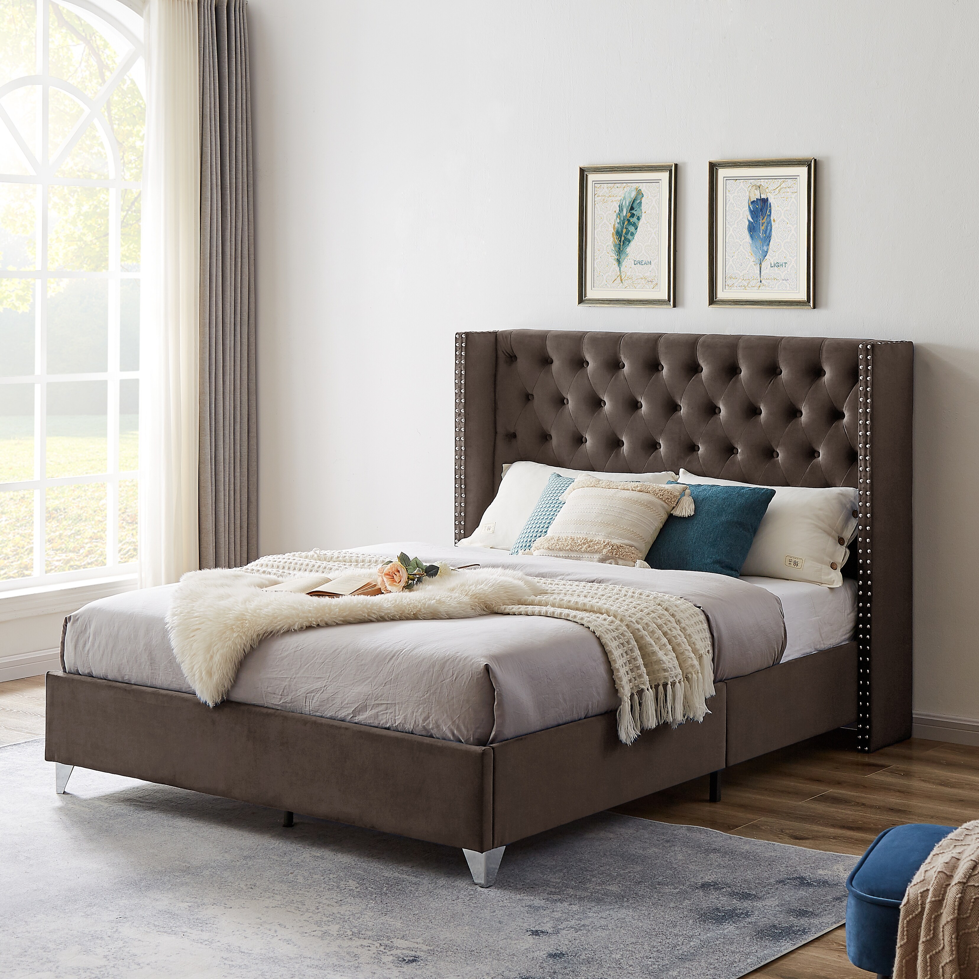 Jennie tufted upholstered bed store
