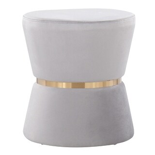 Gemma Contemporary/Glam Ottoman in Silver Velvet and Gold Metal by ...