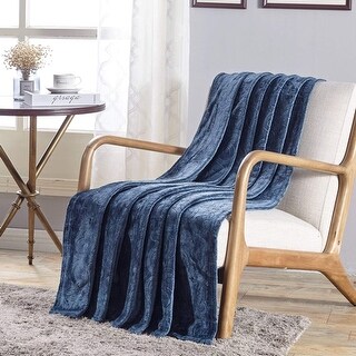 Damask Embossed Ultra Lush Throw Blanket (50" x 60") - Oxford Blue ...