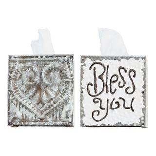 Wood & Metal "Bless You" Tissue Box Cover - White - Bed Bath & Beyond ...