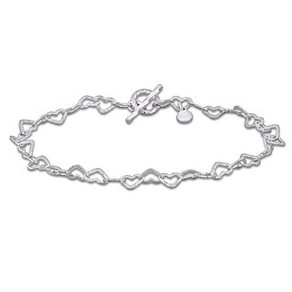 Miadora 4.5mm Heart Link Bracelet Sterling Silver-7.25 in - Bed Bath ...