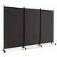Portable 3-Panel Folding Room Divider with Lockable Wheels - 103" x 12 ...