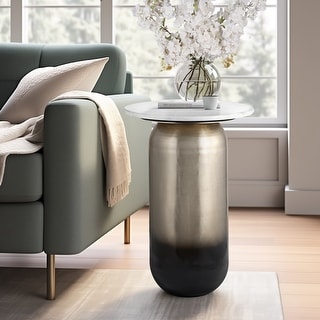 Sagebrook Home Modern Marble Metal, Neutral Side Table, White/Gold - 16 ...