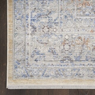 HomeRoots8' Gray and Gold Oriental Power Loom Distressed Runner Rug ...