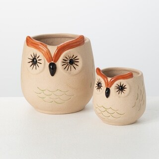 Sullivans Kitschy Rust Owl Ceramic Planter - Set of 2 - Bed Bath ...