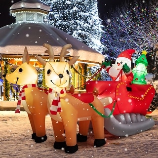 Christmas Inflatable Santa Rides Sled with LED Lights Christmas Tree ...