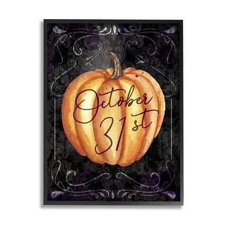 Stupell October 31st Halloween Pumpkin Framed Giclee Art by ND Art ...