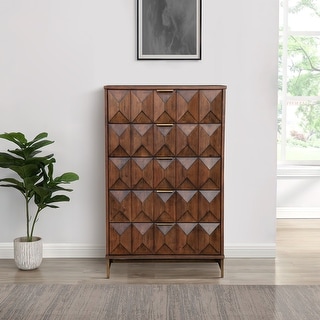 Ivy 48 Inch Tall Dresser Chest, 5 Drawers, Textured, Pine Wood, Dark ...