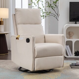 Cotton Linen Fabric Swivel Rocking Chair Glider Rocker Recliner Nursery ...