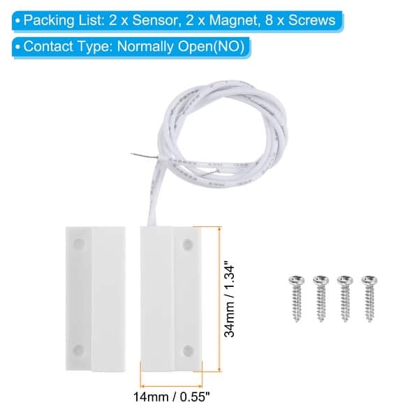Magnetic Reed Switch, 2 Sets NO Wired Door Window Contacts - White ...
