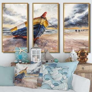 Designart "Wooden Boat On The Baltic Shores" Nautical & Coastal Framed ...