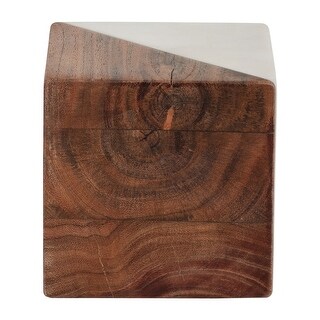 Marble/Wood, 4" Square Orb, Brown/White, Square, 4"H, Two Tone - 4" x 4 ...