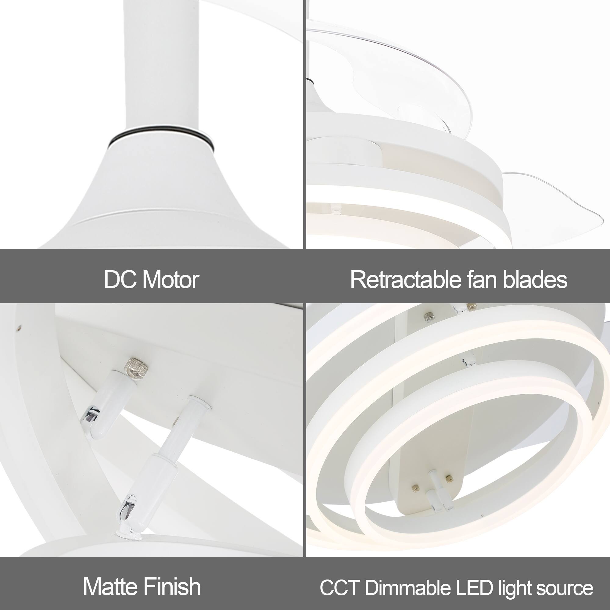 Oaks Aura 42in. LED DIY Shape Modern Ring Ceiling Fan With Lights, 6 ...