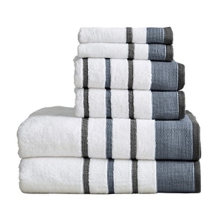 Cotton Striped Bath Towels, Luxury 6 Piece Set 2 Bath Towels, 2 Hand ...