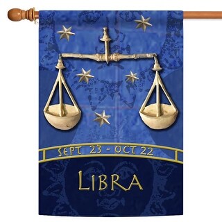 Blue and Gold Libra Zodiac Outdoor House Flag 40" x 28" - Bed Bath ...