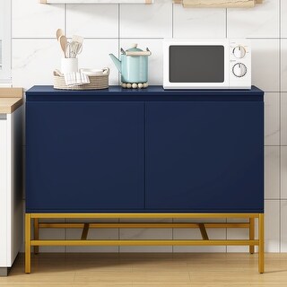 Navy Buffet Sideboard Console Table with Gold Legs & Adjustable Shelf ...