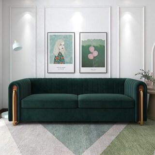 Modern Channel Tufted Velvet Sofa with Piped Legs - Bed Bath & Beyond ...