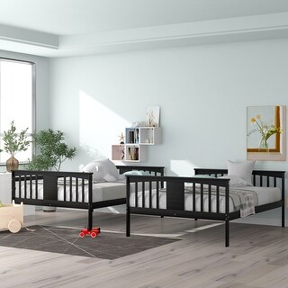 Espresso Wood Full over Full Bunk Bed with Ladder for Bedroom, Guest ...