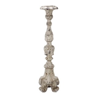 28 Inch Metal Candle Holder, Classical Turned Pedestal, Distressed ...