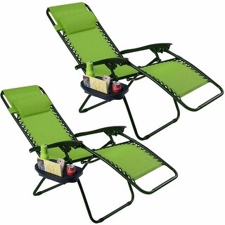 Daily Boutik Set of 2 Green Folding Outdoor Zero Gravity Lounge Chair ...