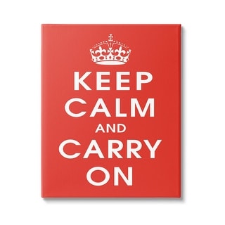 Stupell Keep Calm And Carry On Red Phrase Canvas Wall Art by Marcus ...