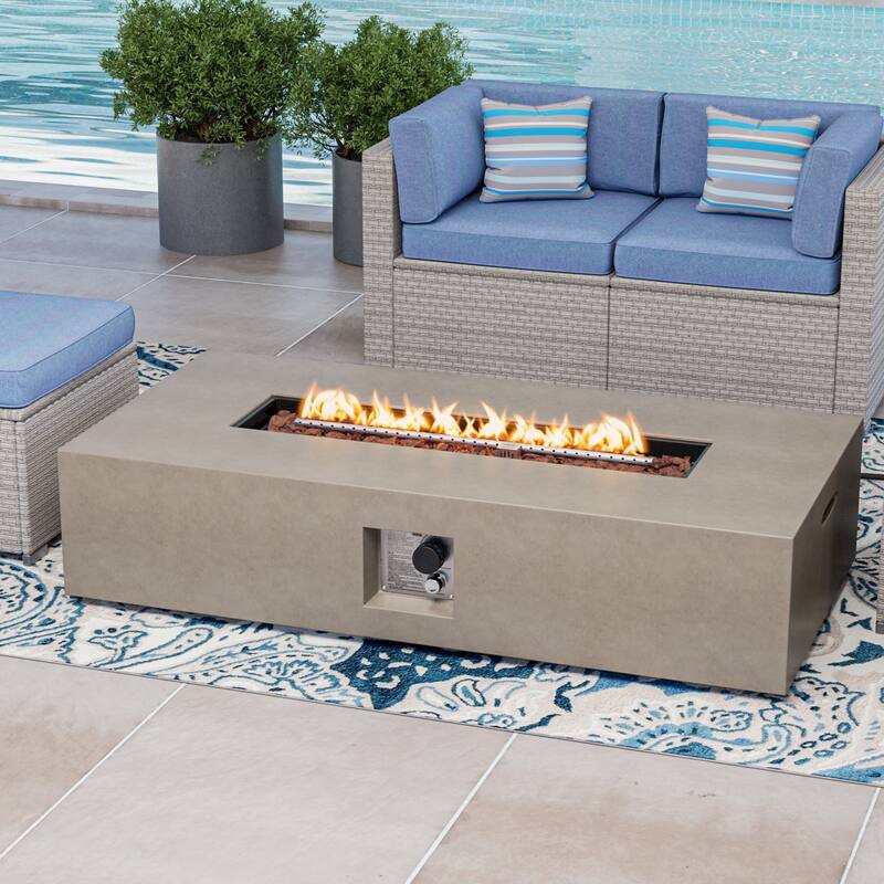 COSIEST Outdoor Rectangle Concrete Fire Pit Table (50,000 BTU) - On ...