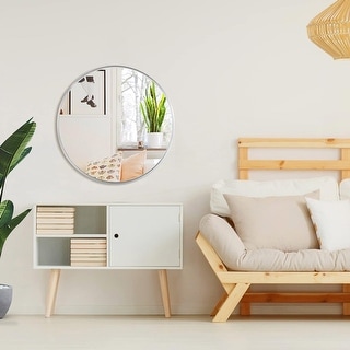 32 Inch Metal Framed Round Bathrrom Mirror - Bed Bath & Beyond - 43053719