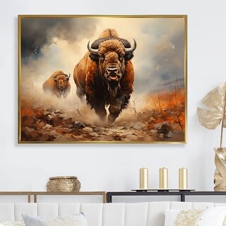 Designart "Native Buffalo Mesmerizing I" Native American Art Framed ...