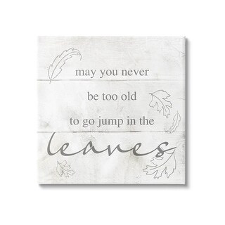 Stupell Jump In The Leaves Autumn Phrase Canvas Wall Art, Design by Lil ...