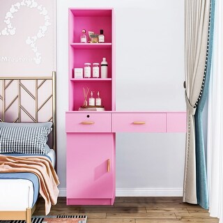 Modern Freestanding Wooden Vanity Hair Salon Table - Bed Bath & Beyond ...