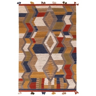 ECARPETGALLERY Flat-Weave Marrakech Brown Wool Kilim - 5'2 x 7'11 - Bed ...