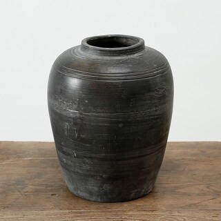 Earthy Grey Pottery Jar with Three Lines Approx 11 inches - Bed Bath ...