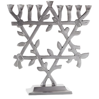 Menorah Standing With Star Of David Matt Silver 9" - N/A - Bed Bath ...