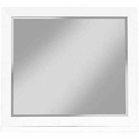 Transitional Style Rectangular Mirror with Wooden Frame, White ...