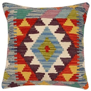 Rustic Tami Turkish Hand-Woven Kilim Pillow - 18'' x 18'' - Bed Bath ...