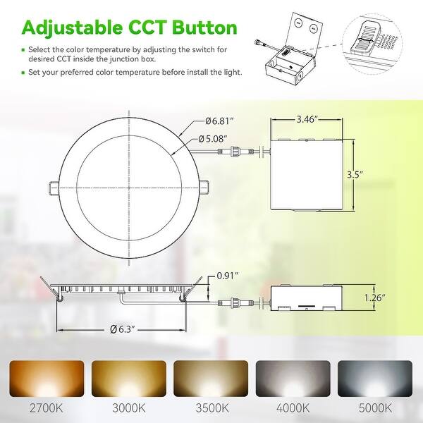 LED 6" Recessed Light with J-Box, Dimmable, 5 Color Temperature ...