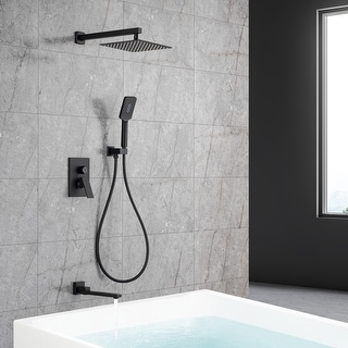 Rainlex Matt Black Wall-Mounted Three Functions Tub Shower System - Bed Bath & Beyond - 32663644
