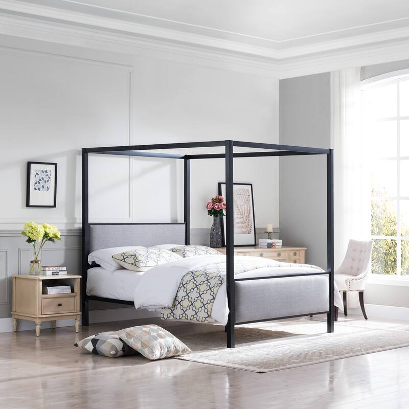 Duane Traditional Fabric Canopy Queen Bed by Christopher Knight Home ...