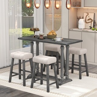 5-Piece Counter Height Wooden Dining Set, 36" inch Dining Table Kitchen ...