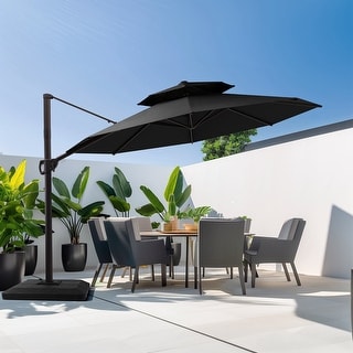 Patio Umbrella Cantilever Offset Outdoor Parasol 360-degree Rotation ...