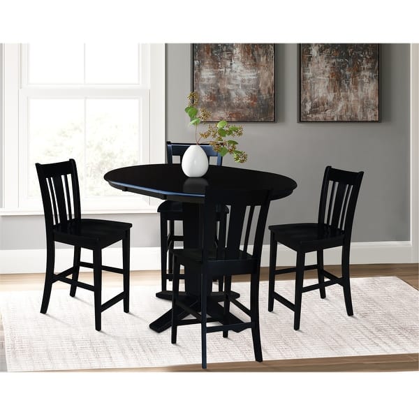 36 in Round Counter Height Extension Dining Table with 12 in Leaf and ...