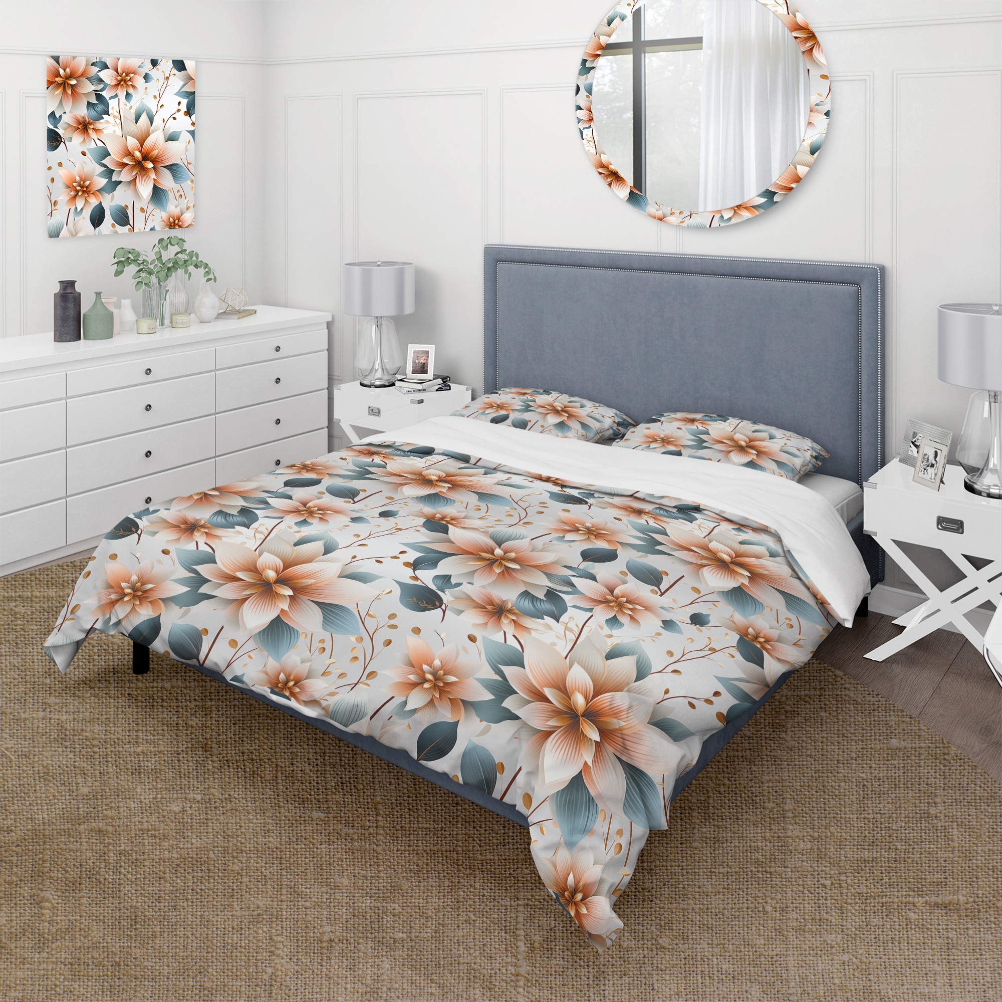 peach pattern bedding