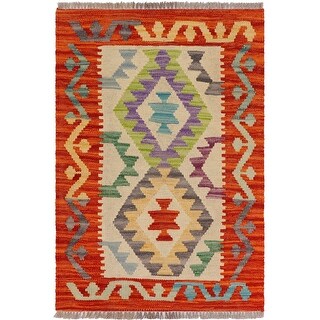 Turkish Bohemian Jason Hand-Woven Kilim Rug - 2'0'' x 3'0'' - 2'0'' x 3 ...