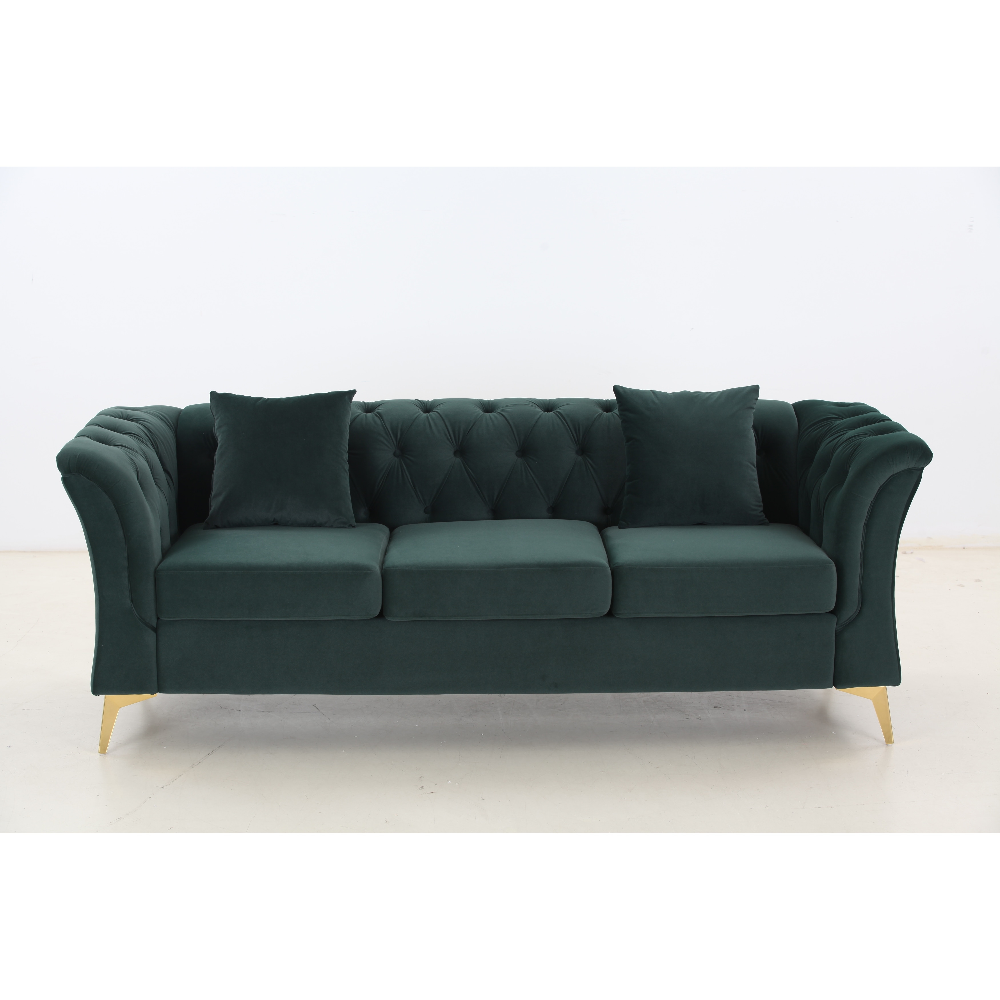 Chesterfield Curved Sofa Button Tufted Velvet 3 Seat Couch with Scroll Arms Bed Bath Beyond 36781311