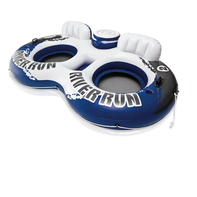 Intex River Run II Inflatable 2 Person Float (2 Pack) with Single Tube ...